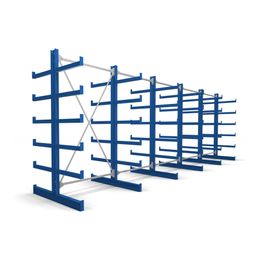 STIER Kragarmregal doppelseitig 5 Felder mit 5 Ebenen 6500x2000x500mm enzianblau (905258)