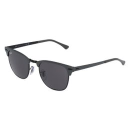 Ray-Ban RB 3716 CLUBMASTER METAL | Unisex-Sonnenbrille | Fassung: Vollrand, Quadratisch, Metall, Grau Schwarz | Glasfarbe: Grau