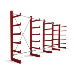 STIER Kragarmregal einseitig 4 Felder mit 5 Ebenen 5200x2000x500mm feuerrot (905272)