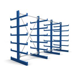 STIER Kragarmregal doppelseitig 3 Felder mit 5 Ebenen 3900x2000x500mm enzianblau (905256)