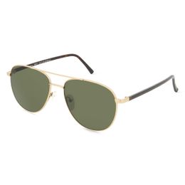 Fielmann MC 581 SUN CL DARCY | Unisex-Sonnenbrille | Fassung: Vollrand, Pilot, Edelstahl, Gold Havanna | Glasfarbe: Gr&uuml;n