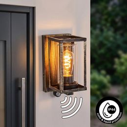 hofstein Portalis Aussenwandleuchte Gold, Schwarz, 1-flammig