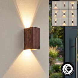 hofstein Woods Au&szlig;enwandleuchte LED Holzoptik, Schwarz, 1-flammig