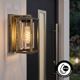 hofstein Portalis Au&szlig;enwandleuchte Gold, Schwarz, 1-flammig