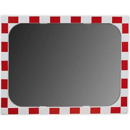 Moravia Verkehrsspiegel, Spiegel aus Sekurit, Rahmen aus Kunststoff, rot reflektierend, Spiegelma&szlig;e BxH 800 x 600 mm