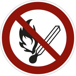 Verbotszeichen, Feuer, offenes Licht und Rauchen verboten, VE 10 Stk, Folie, &Oslash; 100 mm kaiserkraft