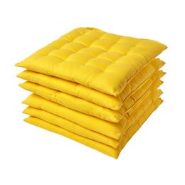Homescapes STUHLKISSEN 6er-Set gelb 40/40/6,5 cm