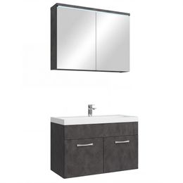 Badplaats BADM&Ouml;BEL-SET Paso 3 Teile Dunkel Grau - 80 x 35 x 55 cm