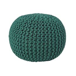 Homescapes STRICK-POUF tannengr&uuml;n, 40/40/35 cm