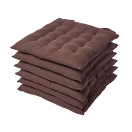 Homescapes STUHLKISSEN 6er-Set braun 40/40/6,5 cm