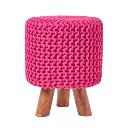 Homescapes STRICK-HOCKER pink, Dreibein 32/32/42 cm