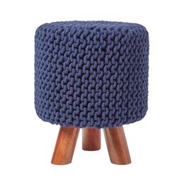 Homescapes STRICK-HOCKER dunkelblau, Dreibein 32/32/42 cm