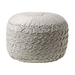 Homescapes SAMT-POUF Grace grau, plissiert in Flechtoptik, 50/50/35 cm