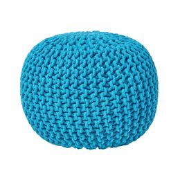 Homescapes STRICK-POUF t&uuml;rkis, 40/40/35 cm