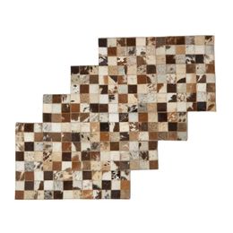 Homescapes TISCHSET 4er-Set mit Patchwork-Karo, Fell & Leder, 30/46 cm