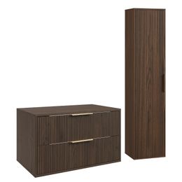 Badplaats BADM&Ouml;BEL-SET Rimini 2 Teile Walnuss Braun - 80 x 46 x 46 cm