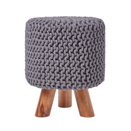 Homescapes STRICK-HOCKER grau, Dreibein 32/32/42 cm