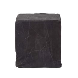 Homescapes PATCHWORK-HOCKER Leder schwarz, Sitzw&uuml;rfel 36/36/38 cm