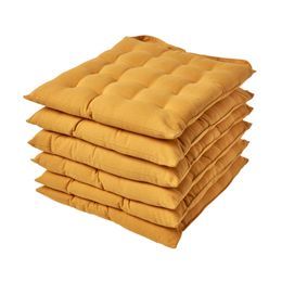 Homescapes STUHLKISSEN 6er-Set senfgelb 40/40/6,5 cm
