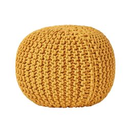 Homescapes STRICK-POUF senfgelb, 40/40/35 cm