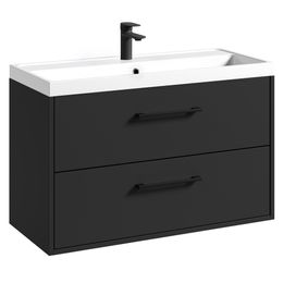 Badplaats BADM&Ouml;BEL-SET Florence 2 Teile Matt Schwarz - 80 x 35 x 51 cm