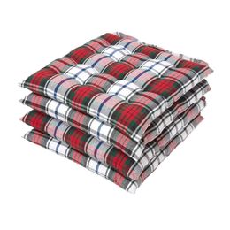 Homescapes STUHLKISSEN 4er-Set, Macduff Schottenkaro 40/40/5 cm