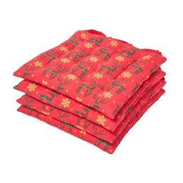 Homescapes STUHLKISSEN Rentier, rot im 4er-Set 40/40/5 cm