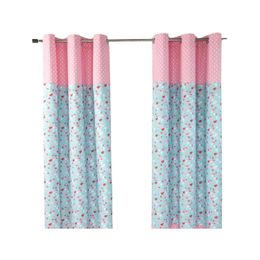 Homescapes &Ouml;SENVORHANG V&ouml;gel & Blumen blickdicht 2er-Set, 137/228 cm