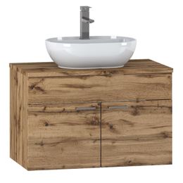 Badplaats WASCHBECKENUNTERSCHRANK Colorado 2 Schubladen Eiche - 80 x 46 x 52 cm