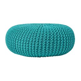 Homescapes STRICK-POUF petrol-gr&uuml;n, Bodenkissen rund 70/70/23 cm