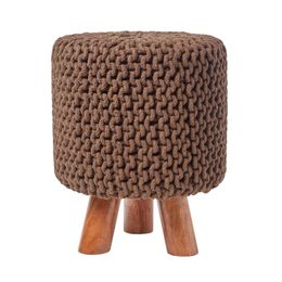 Homescapes STRICK-HOCKER braun, Dreibein 32/32/42 cm