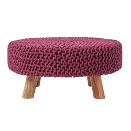 Homescapes STRICK-HOCKER weinrot, rund 62/62/30 cm