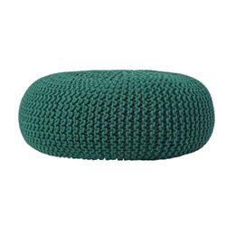 Homescapes STRICK-POUF tannengr&uuml;n, Bodenkissen rund 70/70/23 cm
