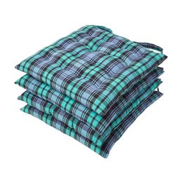 Homescapes STUHLKISSEN 4er-Set, Blackwatch Schottenkaro 40/40/5 cm