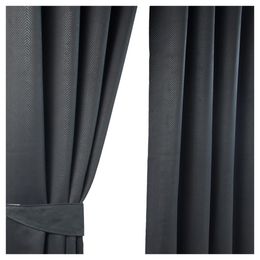 Homescapes VERDUNKELUNGSVORH&Auml;NGE Fischgr&auml;t mit Thermo-Funktion, &Ouml;sen 228/182 cm