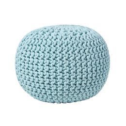 Homescapes STRICK-POUF pastellblau, 40/40/35 cm