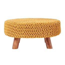 Homescapes STRICK-HOCKER senfgelb, rund 62/62/30 cm
