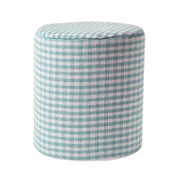 Homescapes SITZPOUF Vichy-Karo blau, Hocker rund 40/40/42 cm