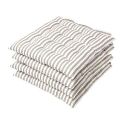 Homescapes STUHLKISSEN 4er-Set, 40/40/5 cm grau-wei&szlig; gestreift