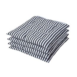 Homescapes STUHLKISSEN 4er-Set, 40/40/5 cm schwarz-wei&szlig; gestreift