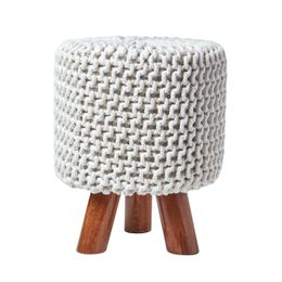 Homescapes STRICK-HOCKER natur, Dreibein 32/32/42 cm