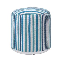 Homescapes SITZPOUF rund mit blauen Streifen, 40/40/45 cm