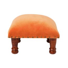 Homescapes SAMT-HOCKER Mable, orange mit Holzbeinen, 40/40/25 cm