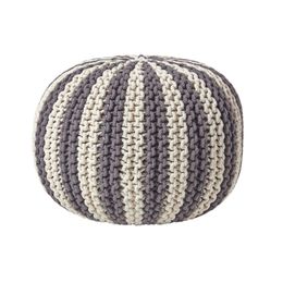 Homescapes STRICKPOUF rund, grau-creme gestreift, 50/50/40 cm