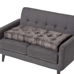 Homescapes SITZAUFLAGE grau 100/48/10 cm &ndash; Sofa-Sitzkissen, Velours
