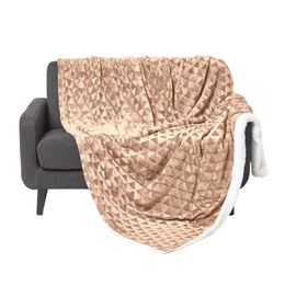 Homescapes KUSCHELDECKE Sherpa 160/200 cm, Samtdecke mit Dreieckmuster