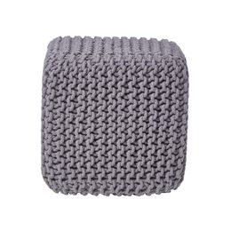 Homescapes STRICK-POUF grau, Sitzw&uuml;rfel 35/35/35 cm