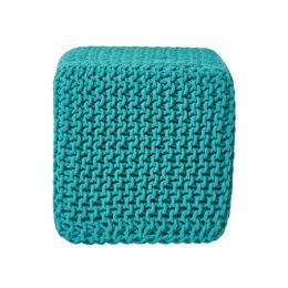 Homescapes STRICK-POUF petrol-gr&uuml;n, Sitzw&uuml;rfel 35/35/35 cm
