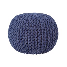 Homescapes STRICK-POUF dunkelblau, 40/40/35 cm