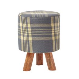 Homescapes SITZHOCKER grau kariert, Dreibein 32/32/42 cm